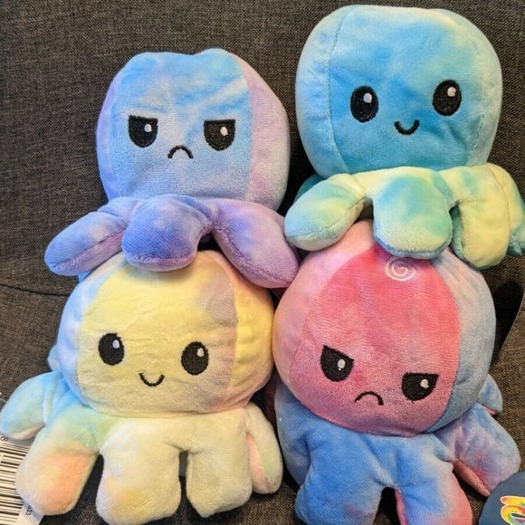 ToyFun | Toys | New 4 Happy Sad Emotion Reversible Octopus Plush Tie ...